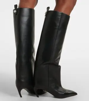Attico Lea Leather Knee-high Boots - Black
