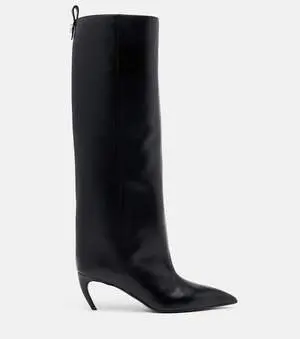 Attico Lea Leather Knee-high Boots - Black