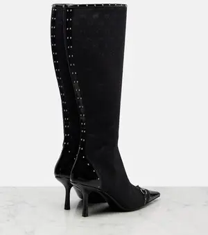 Gucci Savoy Horsebit Gg Canvas Knee-high Boots - Black