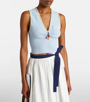 Prada Embellished Cotton-blend Bouclé Crop Top