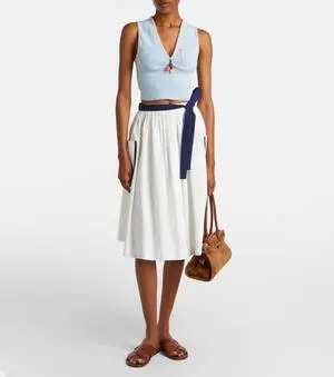 Prada Embellished Cotton-blend Bouclé Crop Top