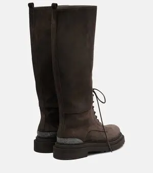 Brunello Cucinelli Monili Suede Lace-up Boots