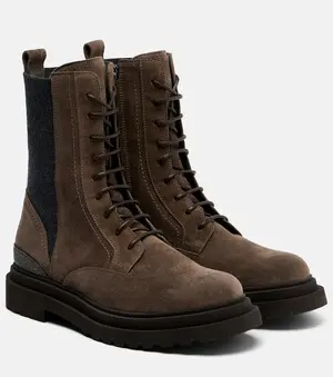 Brunello Cucinelli Monili Suede Lace-up Boots - Brown