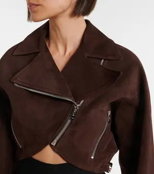 Alaïa Cropped Suede Biker Jacket