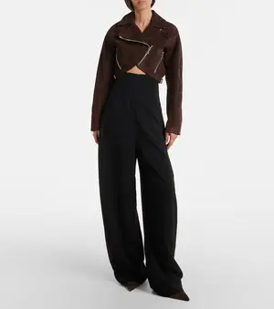 Alaïa Cropped Suede Biker Jacket
