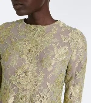 Saint Laurent Lace Trimmed Minidress - Gold