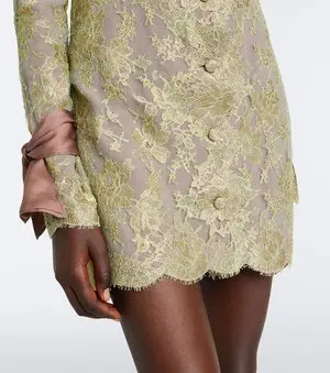 Saint Laurent Lace Trimmed Minidress - Gold