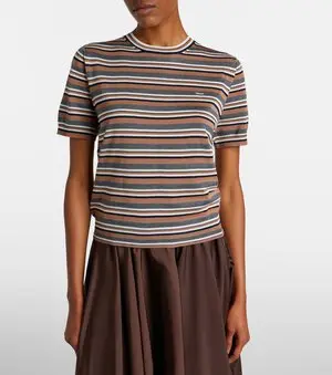 Prada Striped Cotton And Silk T-shirt