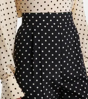 Valentino Garavani Silk Crêpe De Chine Polka-dot Straight Leg Pants - Black