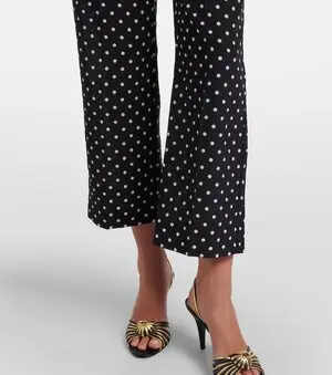Valentino Garavani Silk Crêpe De Chine Polka-dot Straight Leg Pants - Black