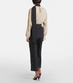 Valentino Garavani Silk Crêpe De Chine Polka-dot Straight Leg Pants - Black