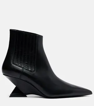 Attico Cheope Leather Ankle Boots - Black