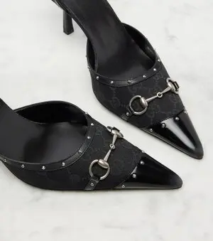 Gucci Savoy Horsebit Gg Canvas Pumps