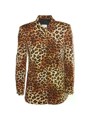 Max Mara Leopard Print Zip Up Blazer - Neutrals