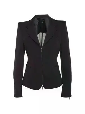 Giorgio Armani Stretch-knit Zip-up Jacket - Black