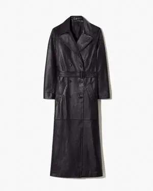 NILI LOTAN Arsene Leather Trench Coat - Black