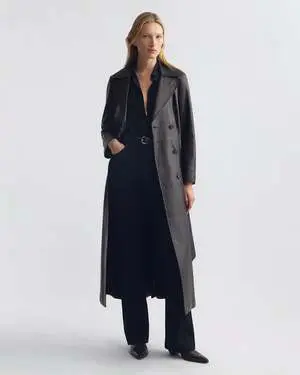 NILI LOTAN Arsene Leather Trench Coat