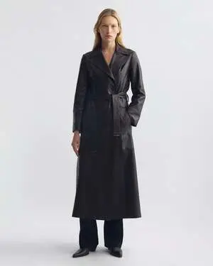 NILI LOTAN Arsene Leather Trench Coat