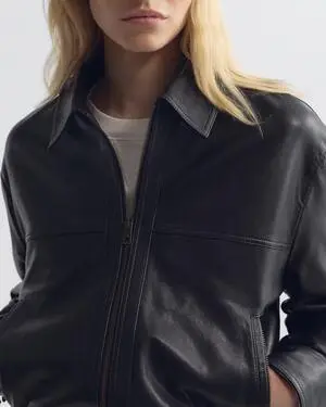 NILI LOTAN Aime Leather Bomber Jacket