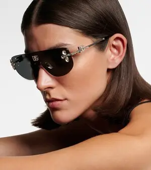 Dolce & Gabbana Embellished Aviator Sunglasses - Silver