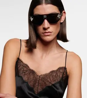 Dolce & Gabbana Embellished Aviator Sunglasses - Silver