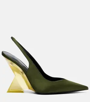 Attico Cheope Satin Slingback Wedges
