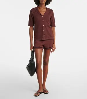 Varley Pointelle Cotton Shorts - Brown
