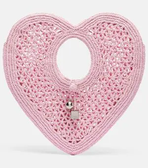 Jacquemus Spiaggia Coeur Small Raffia Top-handle Bag