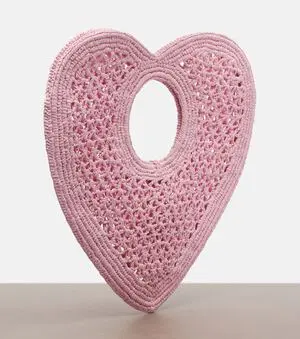 Jacquemus Spiaggia Coeur Small Raffia Top-handle Bag