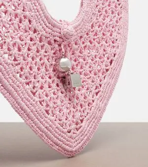 Jacquemus Spiaggia Coeur Small Raffia Top-handle Bag