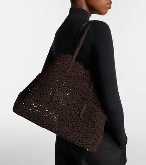 Alaïa Mina 37 Large Laser-cut Leather Tote Bag - Brown