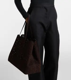 Alaïa Mina 37 Large Laser-cut Leather Tote Bag - Brown