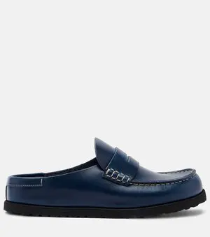 BIRKENSTOCK Naples Leather Mules - Blue