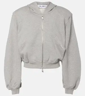 Attico Cotton Jersey Zip-up Hoodie - Grey