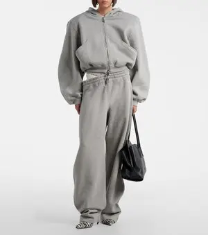 Attico Cotton Jersey Zip-up Hoodie - Grey