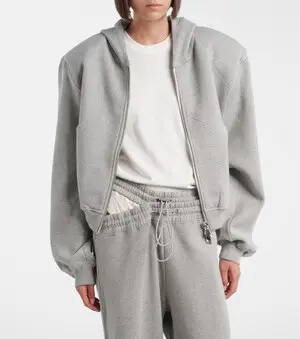 Attico Cotton Jersey Zip-up Hoodie - Grey