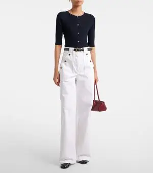 Max Mara Cropped Virgin Wool Cardigan - Blue