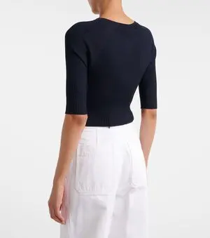 Max Mara Cropped Virgin Wool Cardigan - Blue