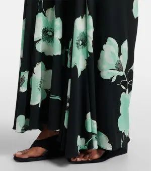 Alaïa Floral Ruched Jersey Maxi Dress