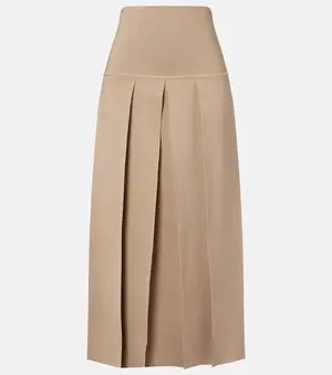 Alaïa Pleated Maxi Skirt In Mastic