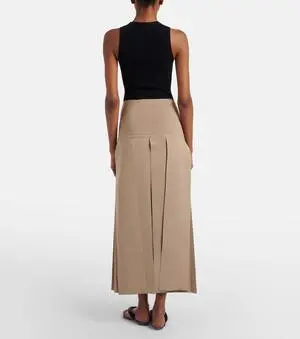 Alaïa Pleated Maxi Skirt In Mastic