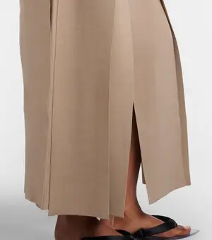 Alaïa Pleated Maxi Skirt In Mastic
