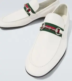 Gucci Como Horsebit Leather Loafers - White