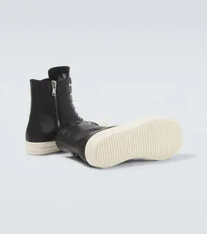 Rick Owens Jumbolace Leather High-top Sneakers - Black