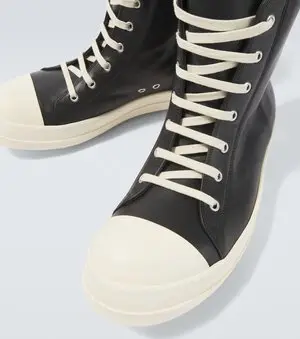 Rick Owens Jumbolace Leather High-top Sneakers - Black