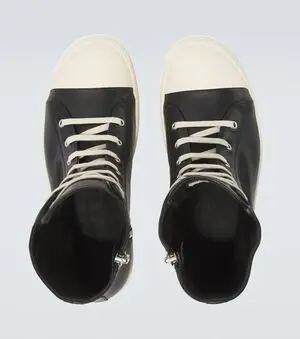 Rick Owens Jumbolace Leather High-top Sneakers - Black