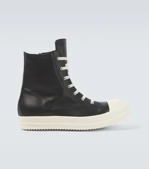 Rick Owens Jumbolace Leather High-top Sneakers - Black