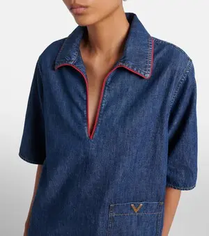 Valentino Garavani V-neck Denim Top - Blue