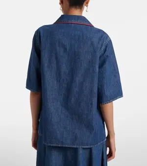 Valentino Garavani V-neck Denim Top - Blue
