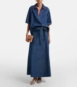 Valentino Garavani V-neck Denim Top - Blue